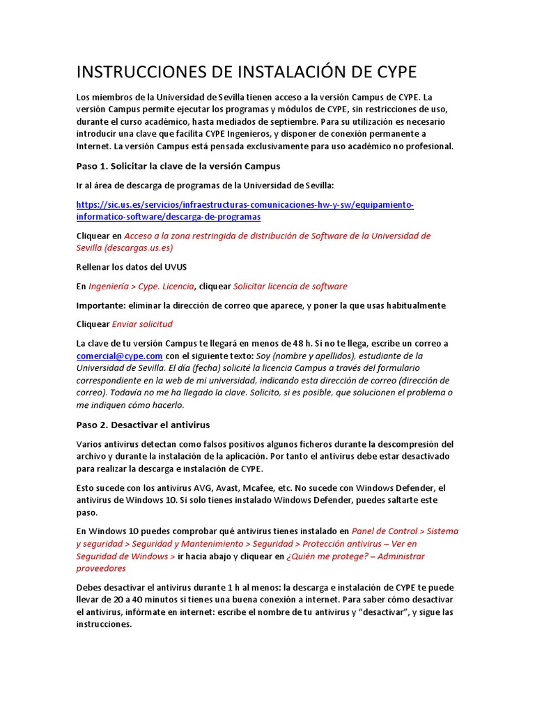 Instrucciones de Instalación de CYPE | PDF | Software antivirus | Mac OS