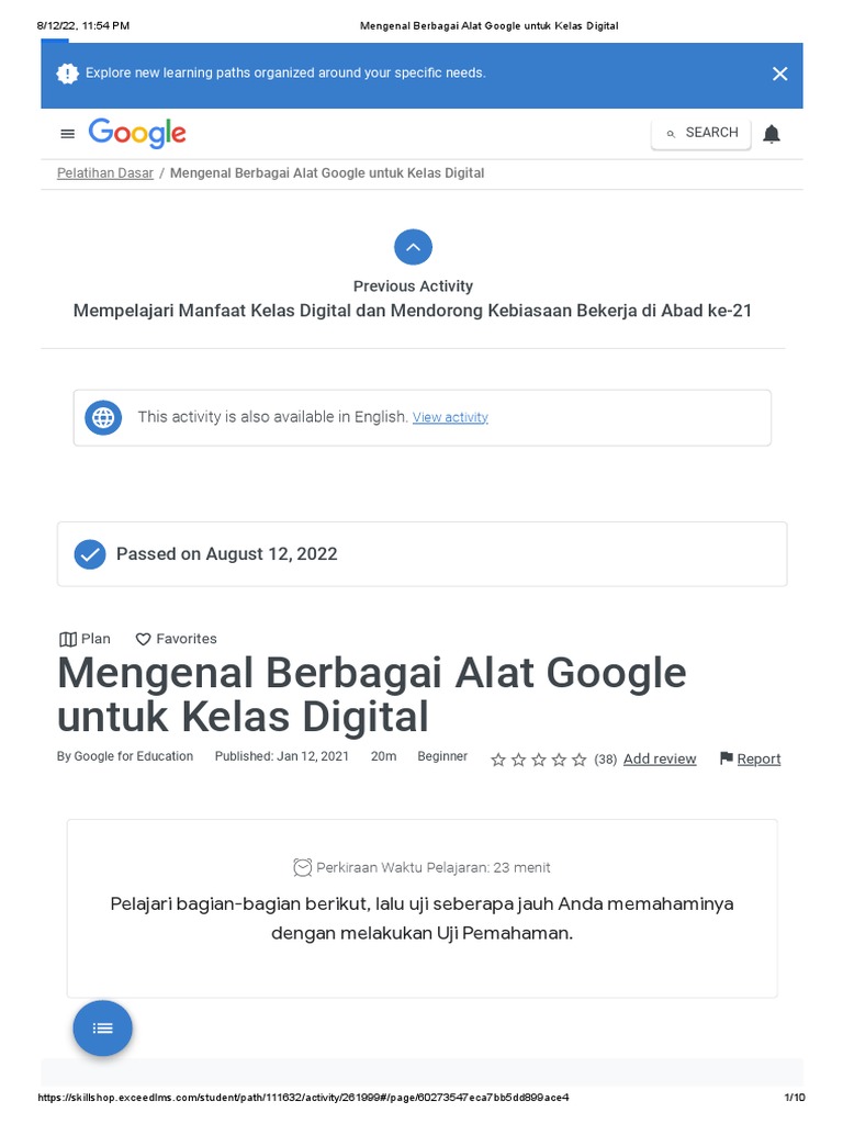 Mengenal Berbagai Alat Google Untuk Kelas Digital | PDF