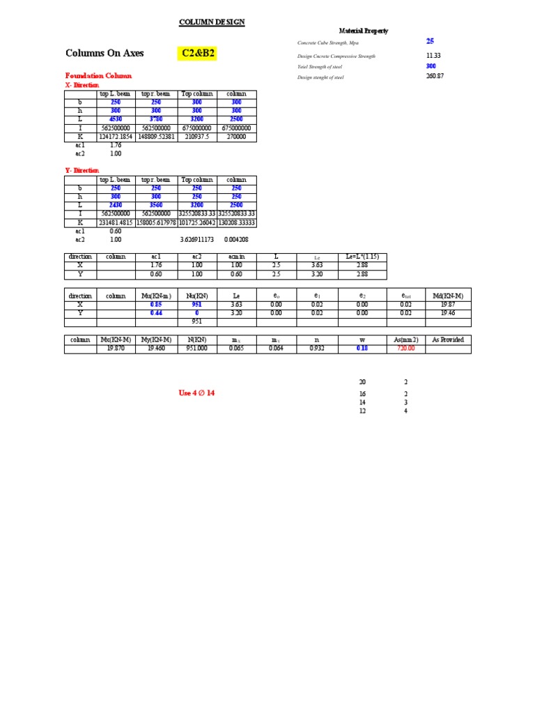 Column Structural Design Template | PDF | Concrete | Building