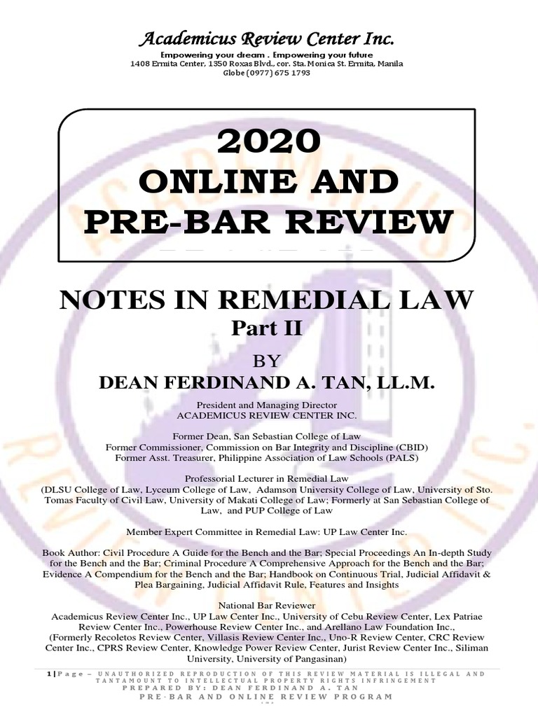 Remedial Law Pt3 by Dean F. Tan | PDF | Right To Silence | Double Jeopardy