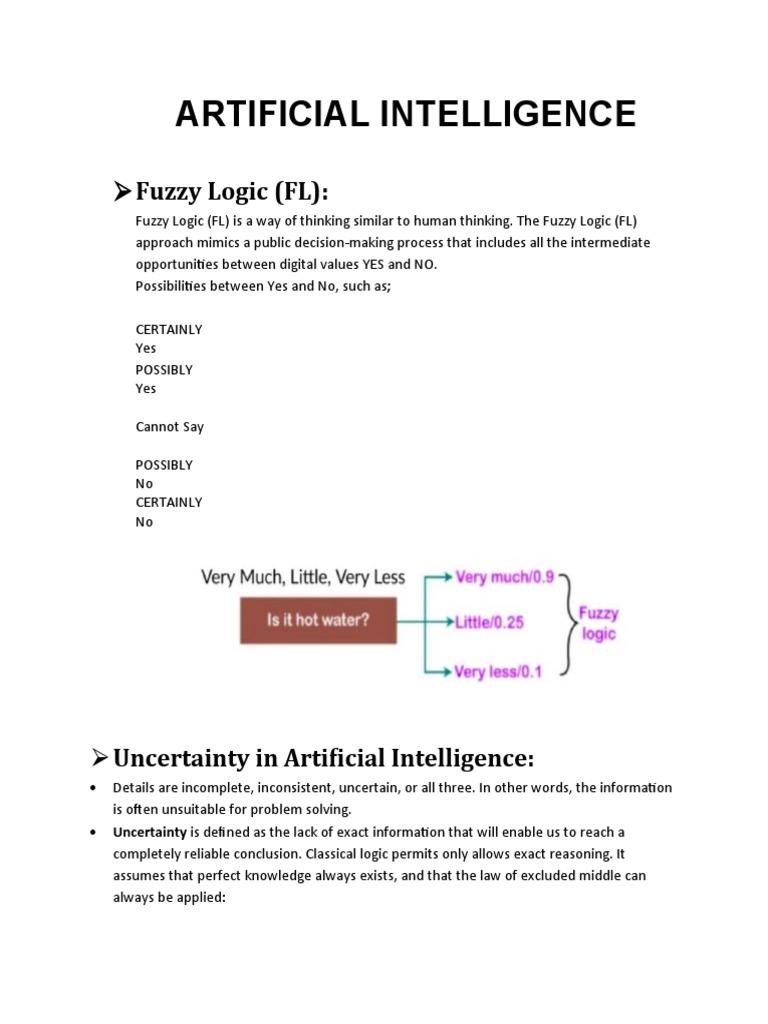 Artificial Intelligence: Fuzzy Logic (FL) | PDF | Artificial ...
