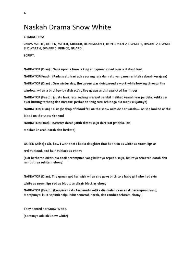 Naskah Drama Snow White | PDF | Snow White | Fantasy Characters