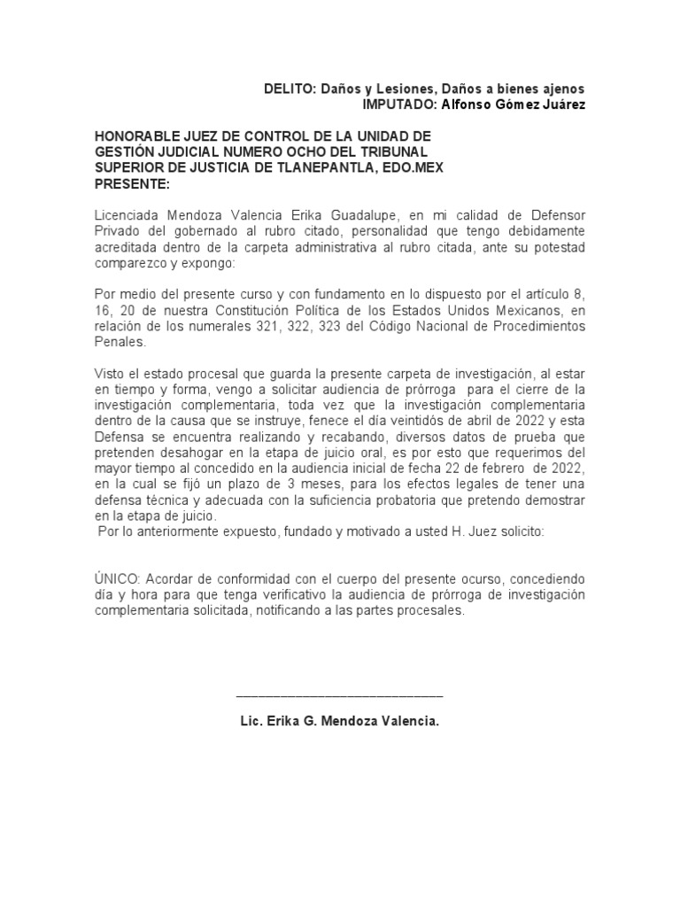 Solicitud de Prorroga | PDF