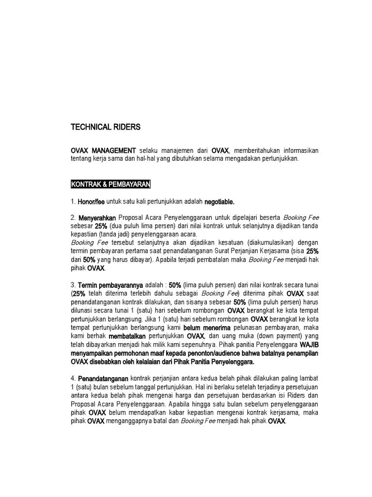 Technical Riders | PDF