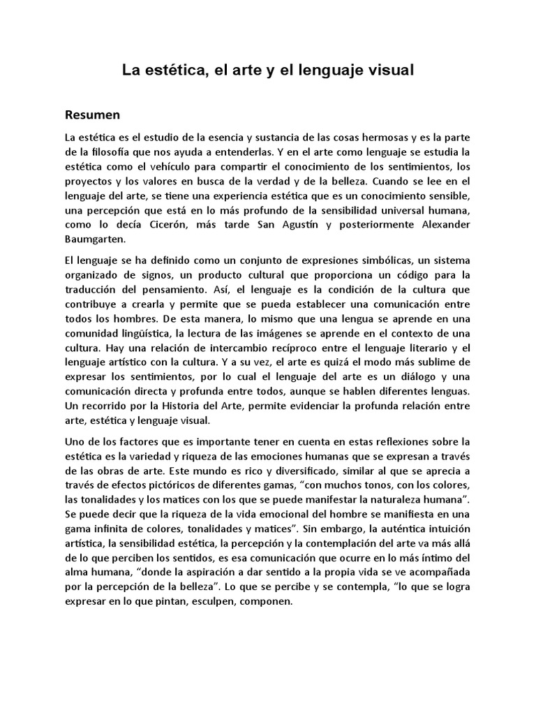 Estética y Lenguaje en el Arte | PDF | Estética | Belleza