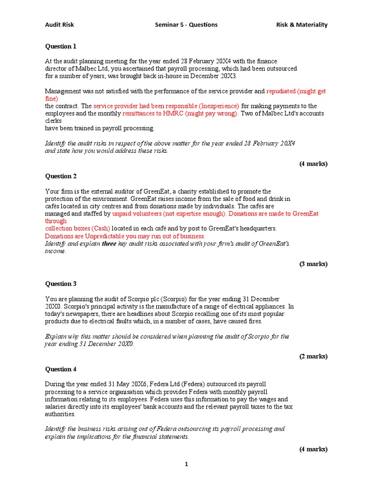 Sem 5 Ques | PDF | Financial Audit | Audit
