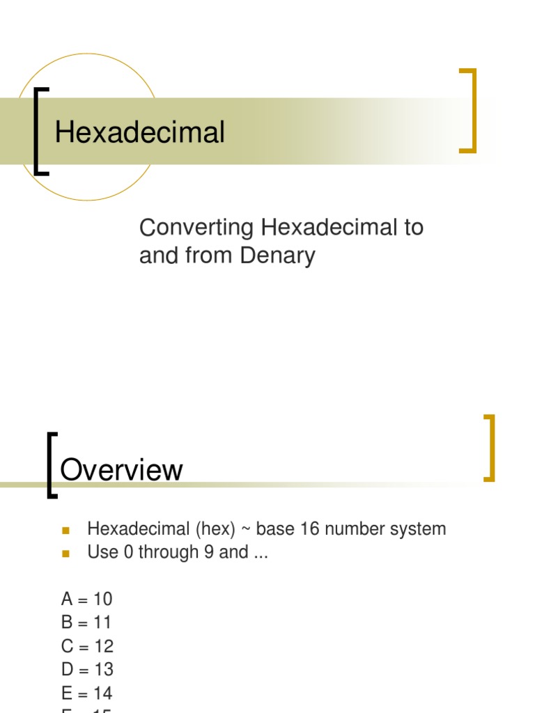 LO4.2 - Hexadecimal To Denary Conversion | PDF