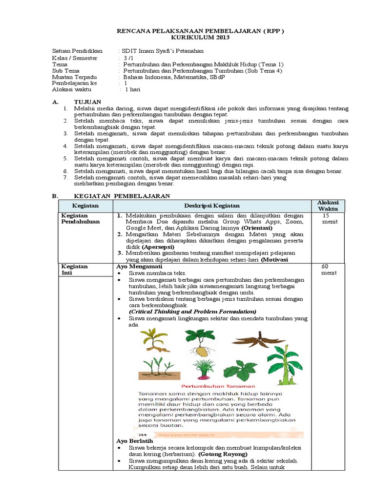 RPP Tema 1 Sub Tema 4 Fix | PDF