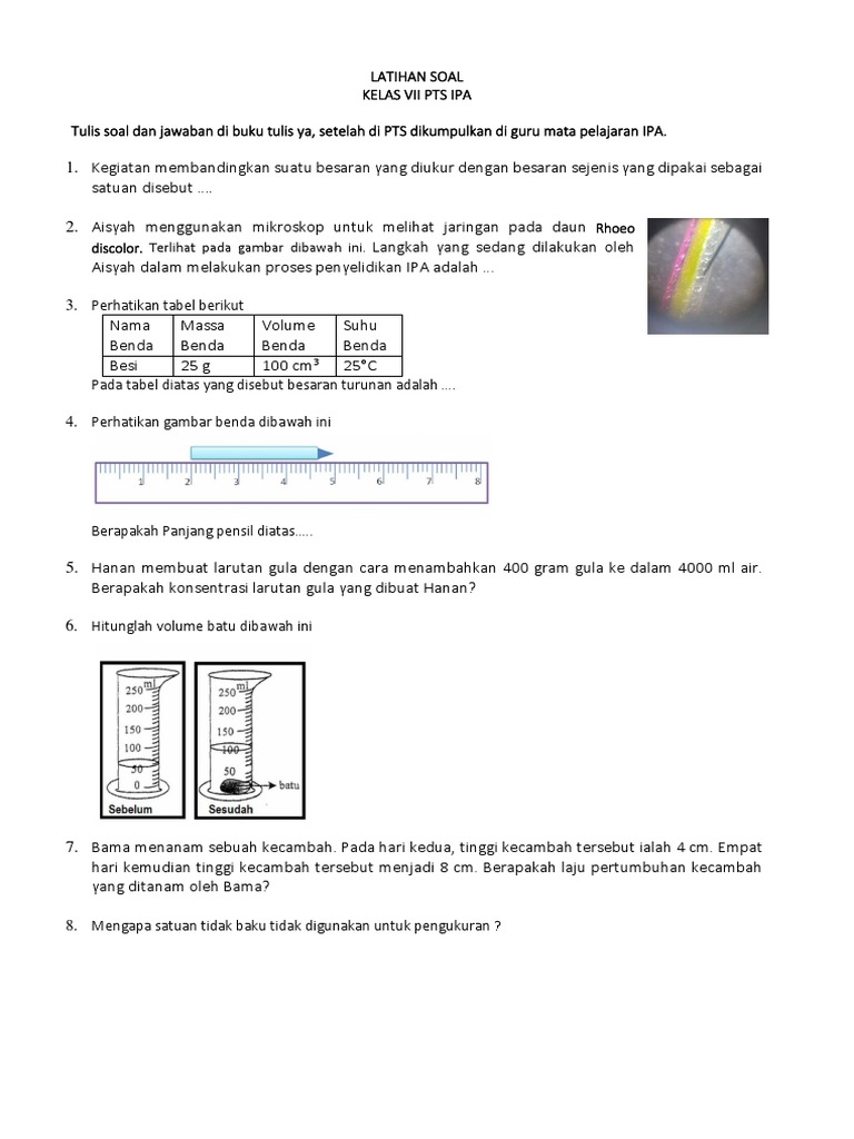 Latihan Soal Pts Ipa Kelas 7 2223 Ok | PDF | Kajian Bahasa Asing