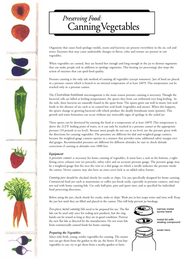 Canning Vegetables | PDF | Canning | Pressure Cooking