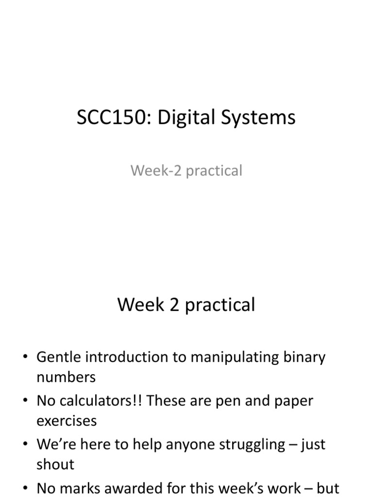 Week 2 Practical Slides Pdf Elementary Mathematics Computer Science