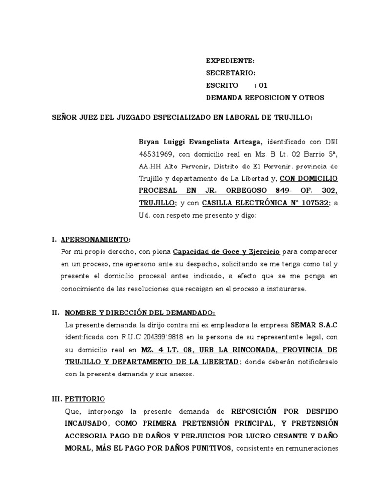Demanda Bryan | PDF | Estatuto de limitaciones | Derecho laboral