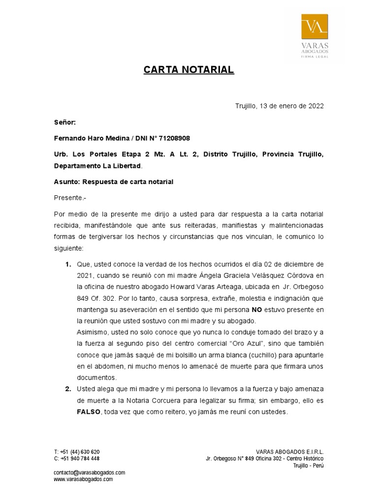 CARTA NOTARIAL - Edward | PDF | Ley Pública | Justicia