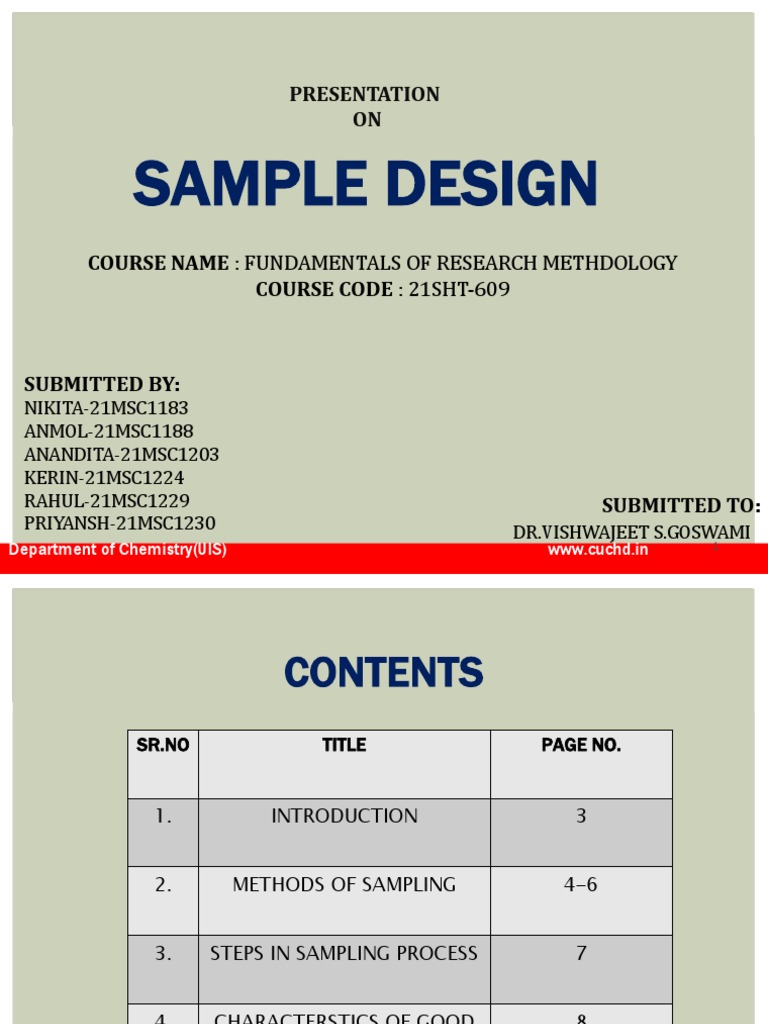 Sample Design in Research Methodology | PDF | Sampling (Statistics ...