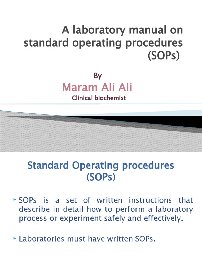 A Laboratory Manual On Standard Operating Procedures ( | PDF ...