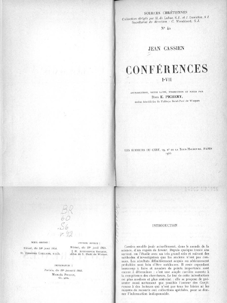 Conférences I Vii Jean Cassien Pdf