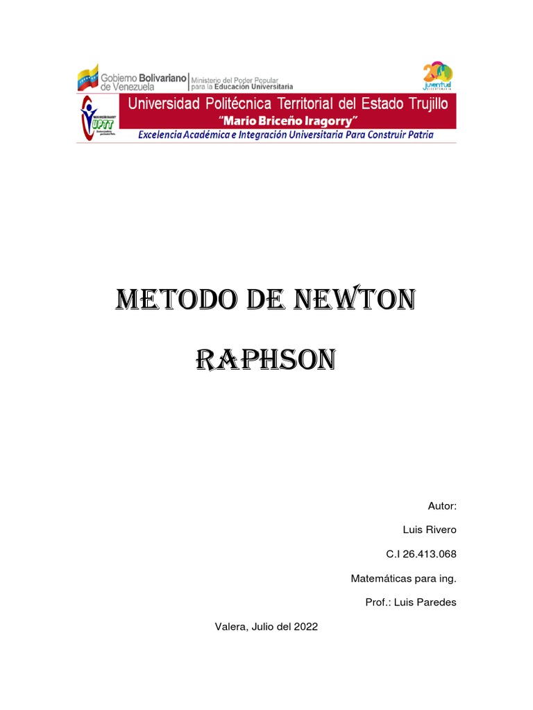 Metodo de Newton Raphson, Matematica para Ingenieria. Luis Rivero | PDF ...