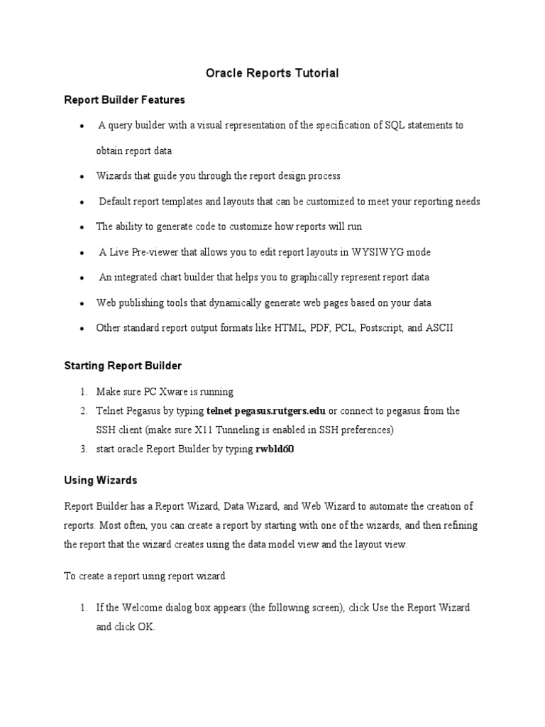 Oracle Reports Tutorial Pdf Parameter Computer Programming Pl Sql