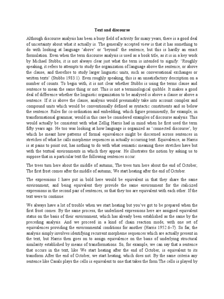 Text and Discourse | Download Free PDF | Linguistics | Sentence (Linguistics)