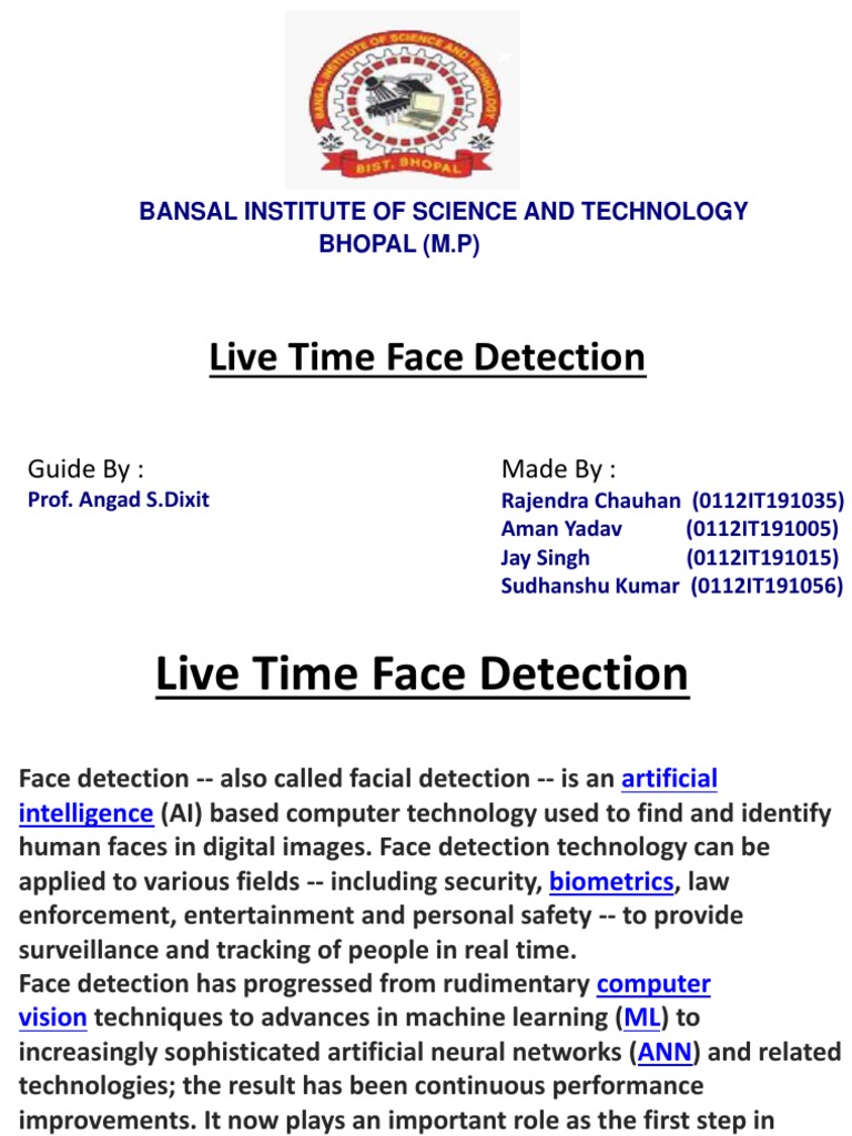 Real Time Face Detection Pdf Use Case Computer Vision