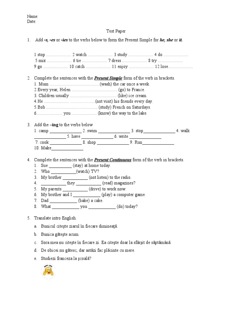 Test Paper, 6th Grade | PDF