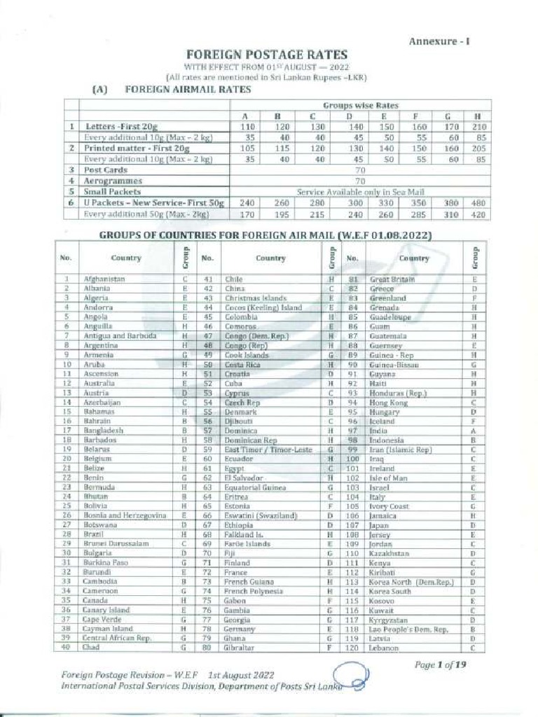 Annex EMS Rates | PDF