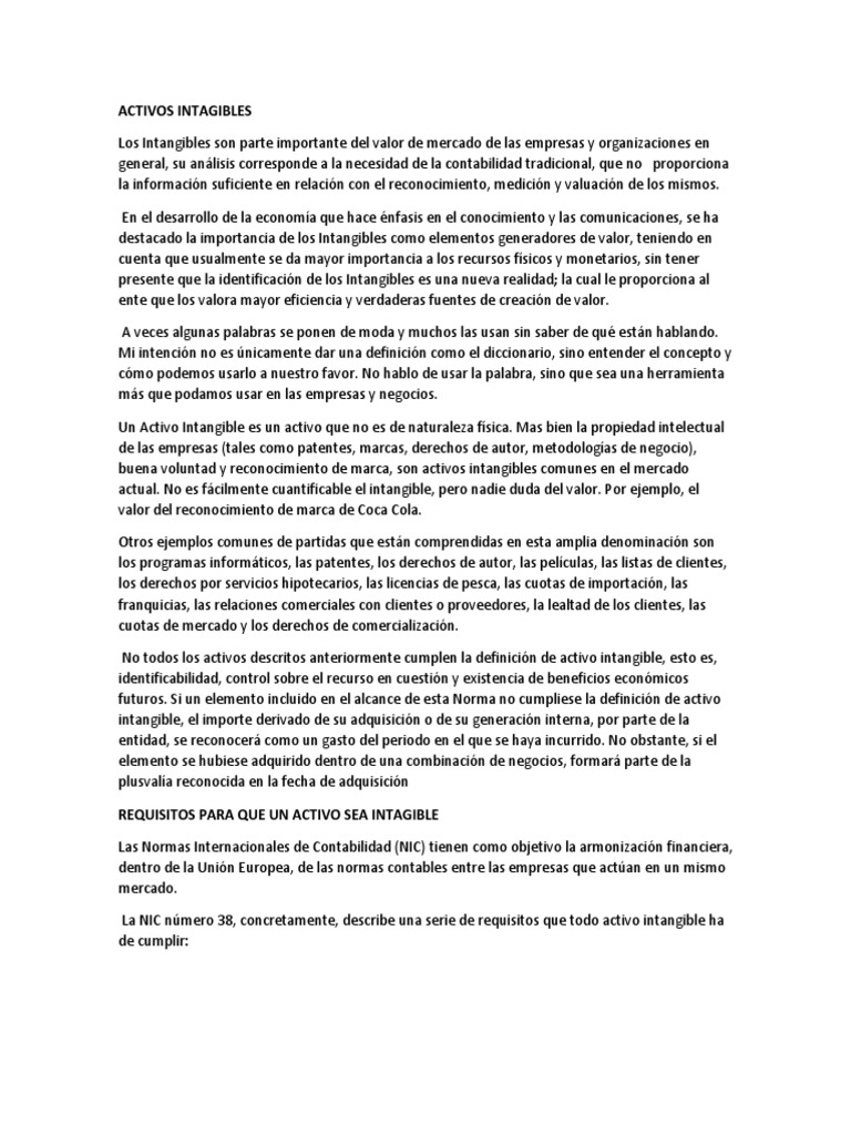 Activos Intangibles: Definición y Clasificación | PDF | Activo ...