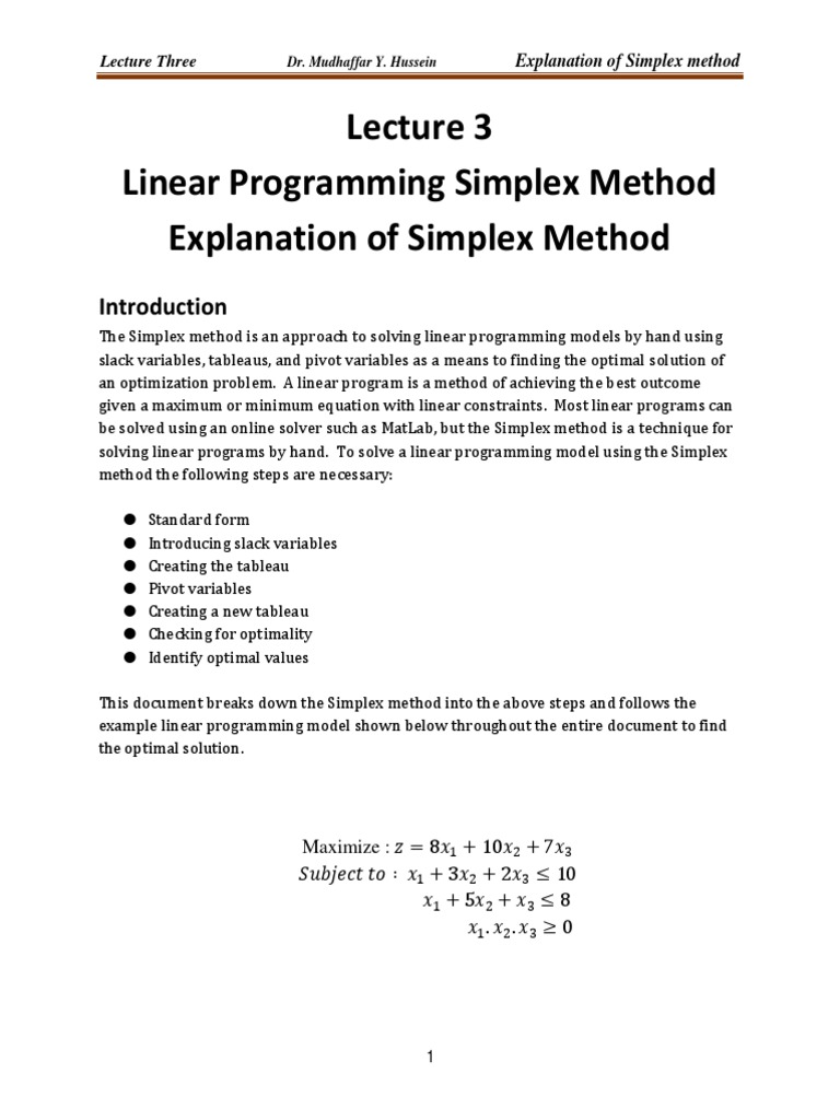 Lecture 3 | PDF | Linear Programming | Mathematical Optimization