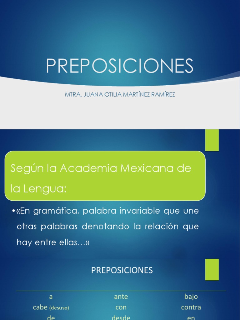 Funciones y ejemplos de preposiciones | PDF | Preposición y Postposición