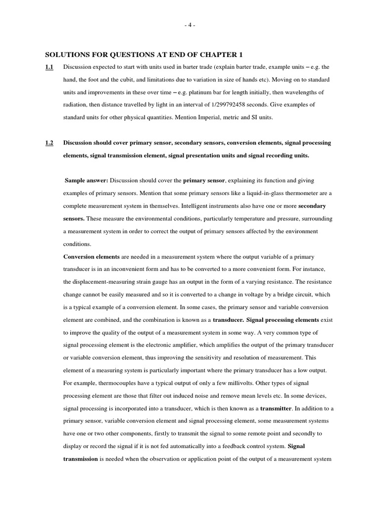 Sample For Solution Manual Measurement and Instrumentation 3rd Edition by Morris & Langari | PDF ...