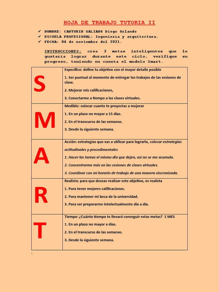 Metas SMART para Estudiantes Universitarios | PDF