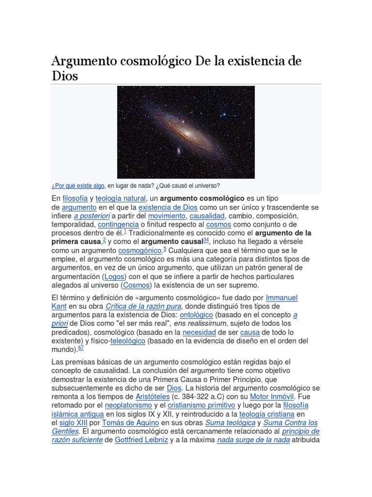 Argumento Cosmológico de La Existencia de Dios | PDF | Existencia | Filosofía