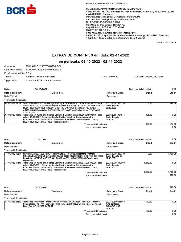 BCR Account Statement Summary | PDF | Financial Services Companies ...