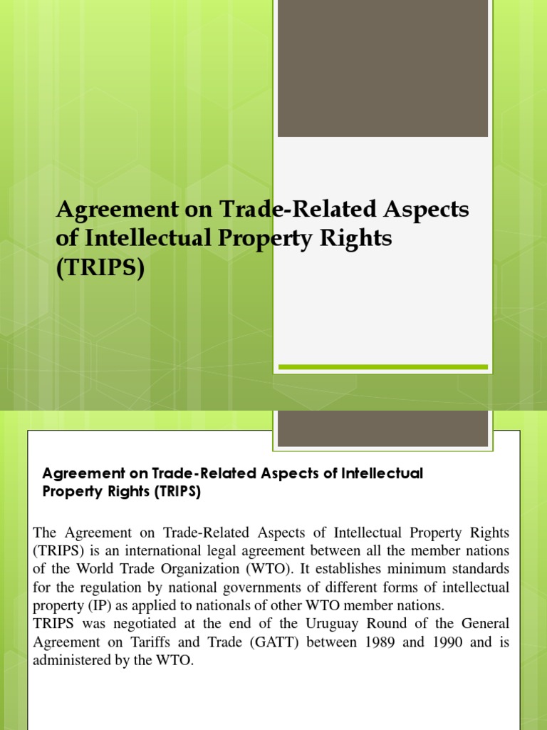 Agreement On Trade-Related Aspects of Intellectual Property Rights ... Agreement On Trade-Related Aspects of Intellectual Property Rights ...