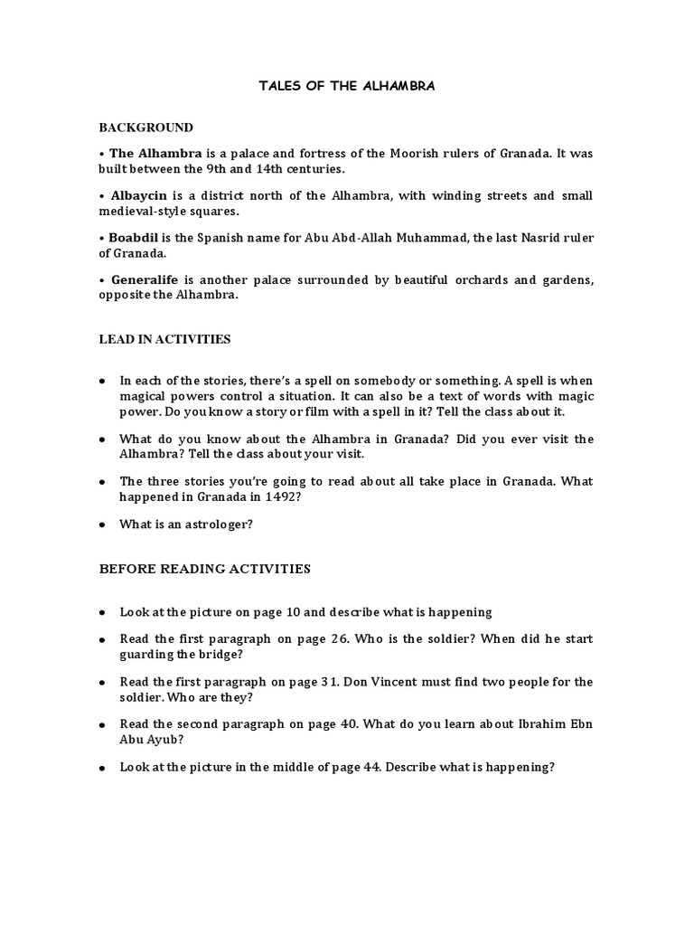 Tales of the Alhambra Overview | PDF | Granada