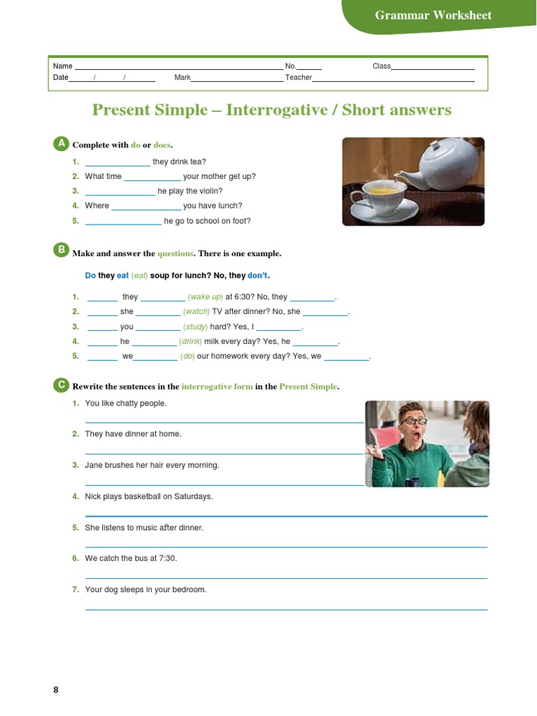 Present Simple Interrogative Worksheet | PDF