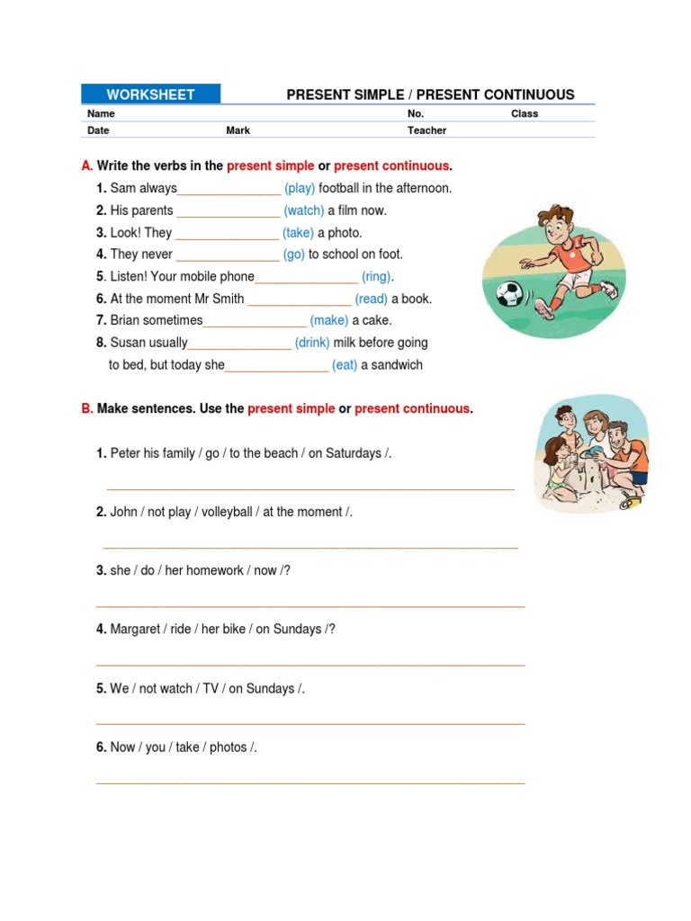 Present Simple vs Continuous Worksheet | PDF | Linguistic Morphology ...