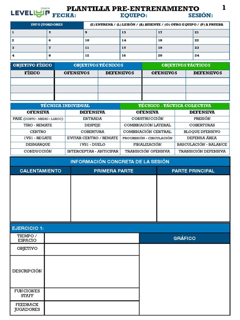Plantilla de Sesión de Entrenamiento | PDF