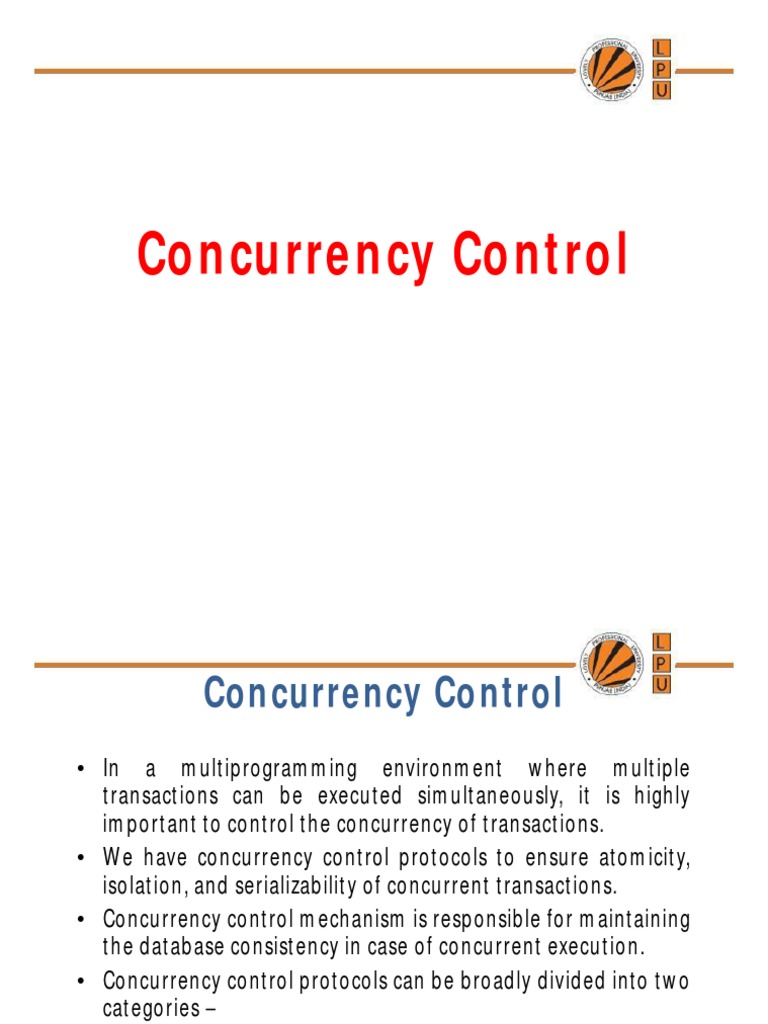 Concurrency Control Pdf Database Transaction Operating System Technology