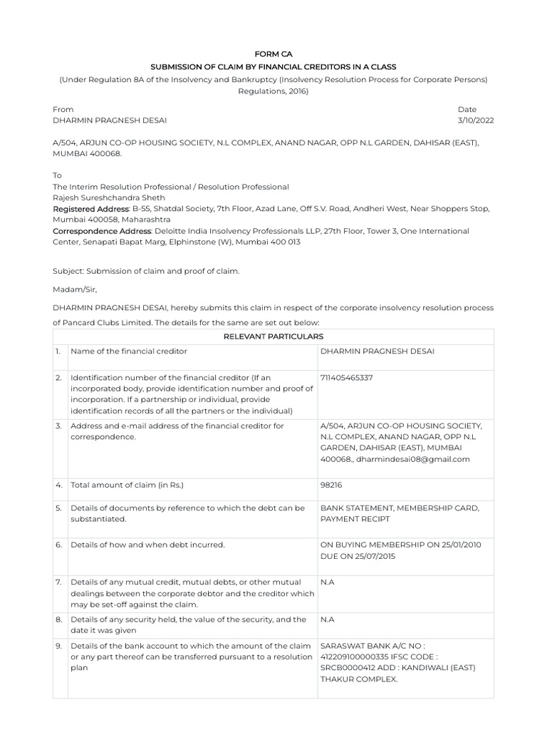 Resolute - Dcirrus | PDF | Bankruptcy | Creditor