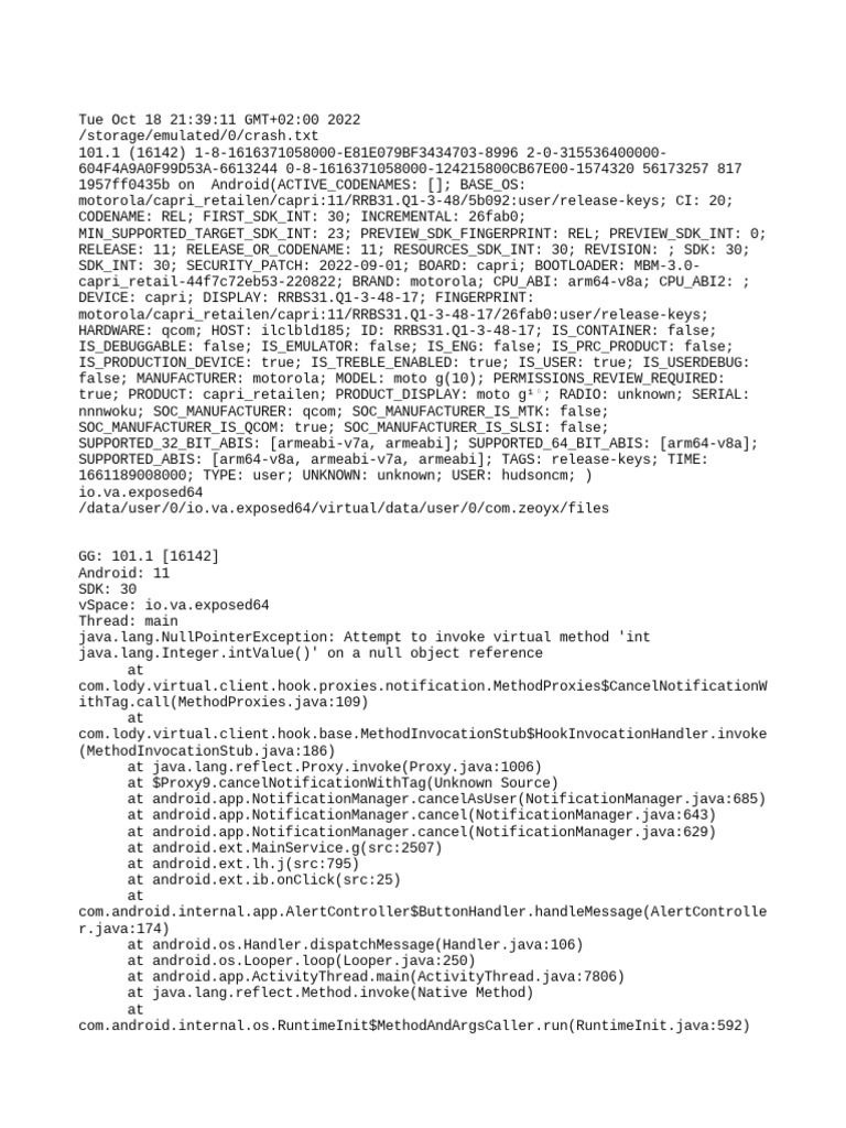 Crash | PDF | Java (Programming Language) | Android (Operating System)