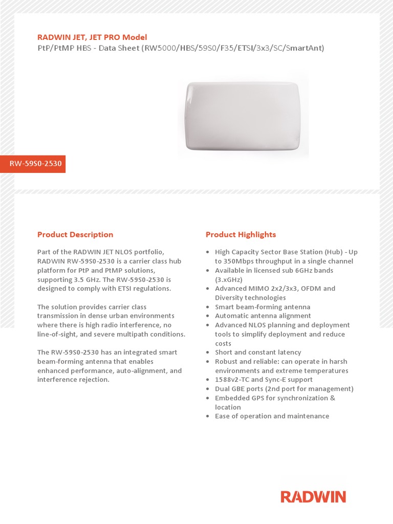 PTP/PTMP Hbs - Data Sheet (Rw5000/Hbs/59S0/F35/Etsi/3X3/Sc/Smartant ...