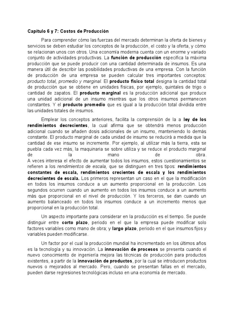Resumen Capitulo 6 y 7 - Economia | PDF | Sociedad | Costo
