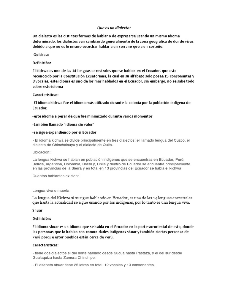 Que Es Un Dialecto | PDF