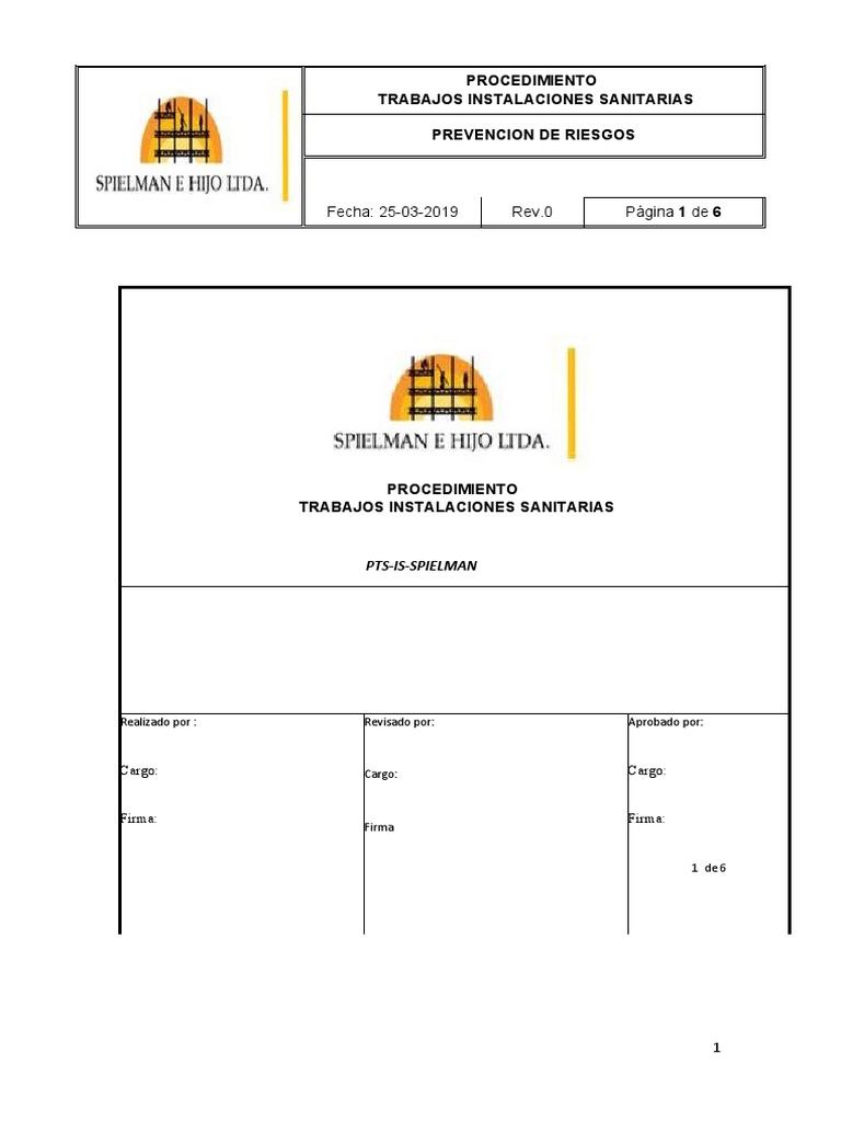Procedimiento de Trabajo Seguro Instalaciones Sanitarias | PDF | Andamio