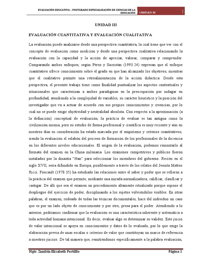 Evaluación Cuantitativa y Cualitativa | PDF | Evaluación | Estadísticas
