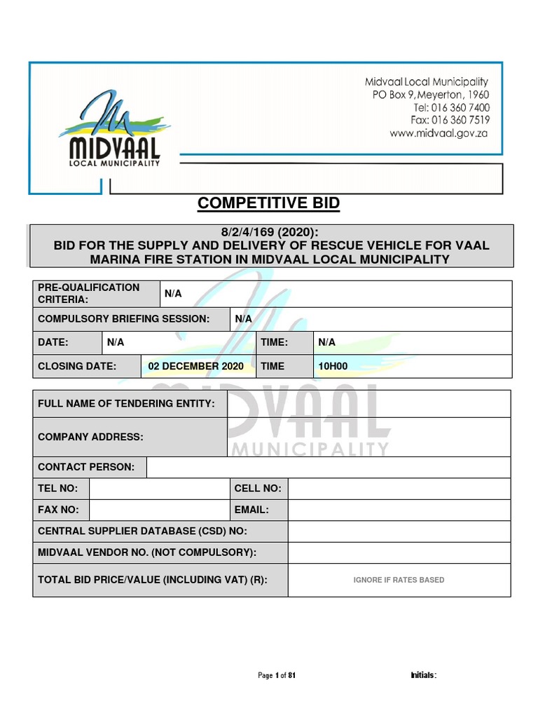 Bid Document 8-2-4-169 - 0-2 | PDF | Business | Economies