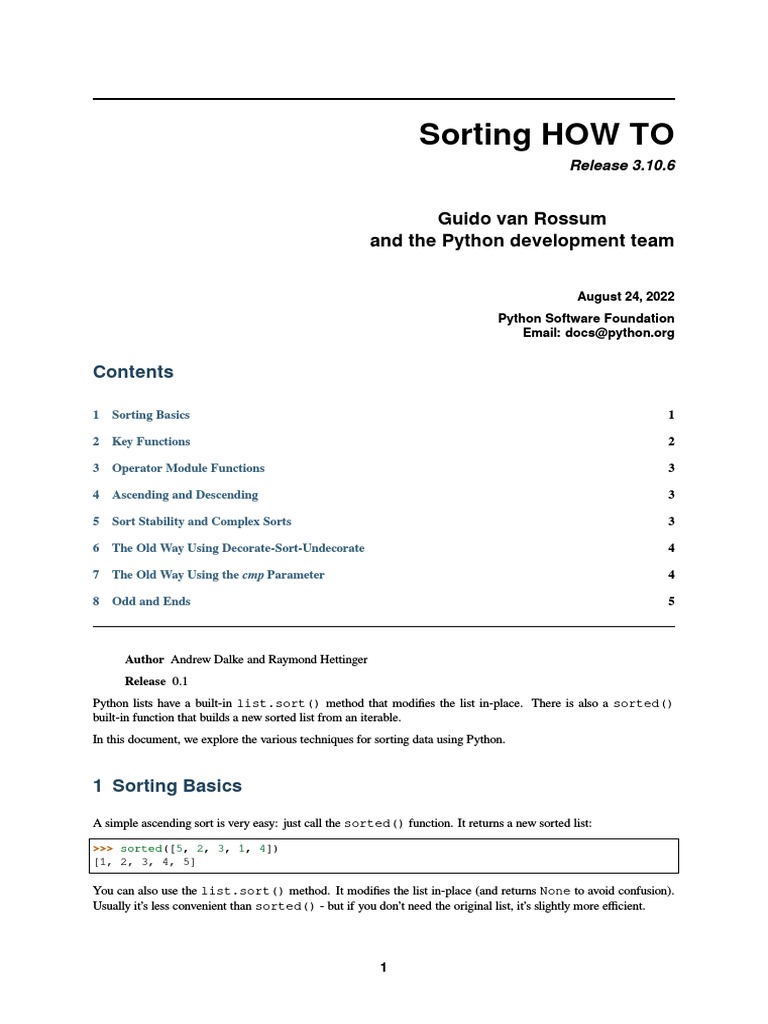 Howto Sorting | PDF | Parameter (Computer Programming) | Information ... Howto Sorting | PDF | Parameter (Computer Programming) | Information ...