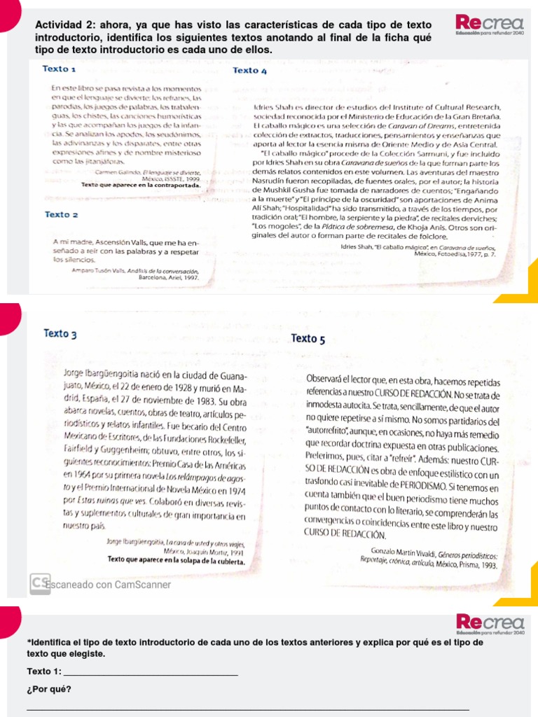 Actividad Textos Introductorios | PDF