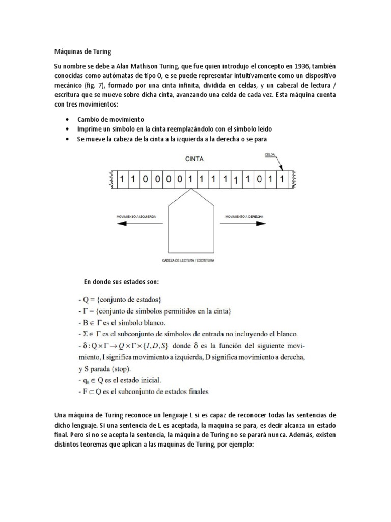 Máquinas de Turing | PDF | Ciencias de la Computación | Matemáticas ...